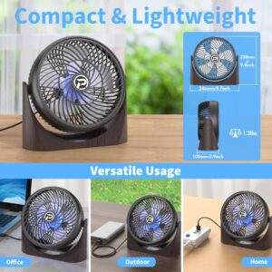 PELANZENHAU 8 inch Table Fan with Remote, USB Powered Desk Fan with RGB Light & Timer, 3 Strong Speeds & 360° Pivot Adjustable, Desktop Air Circulator Fan for Home Office Dorm RV Bedroom Travel