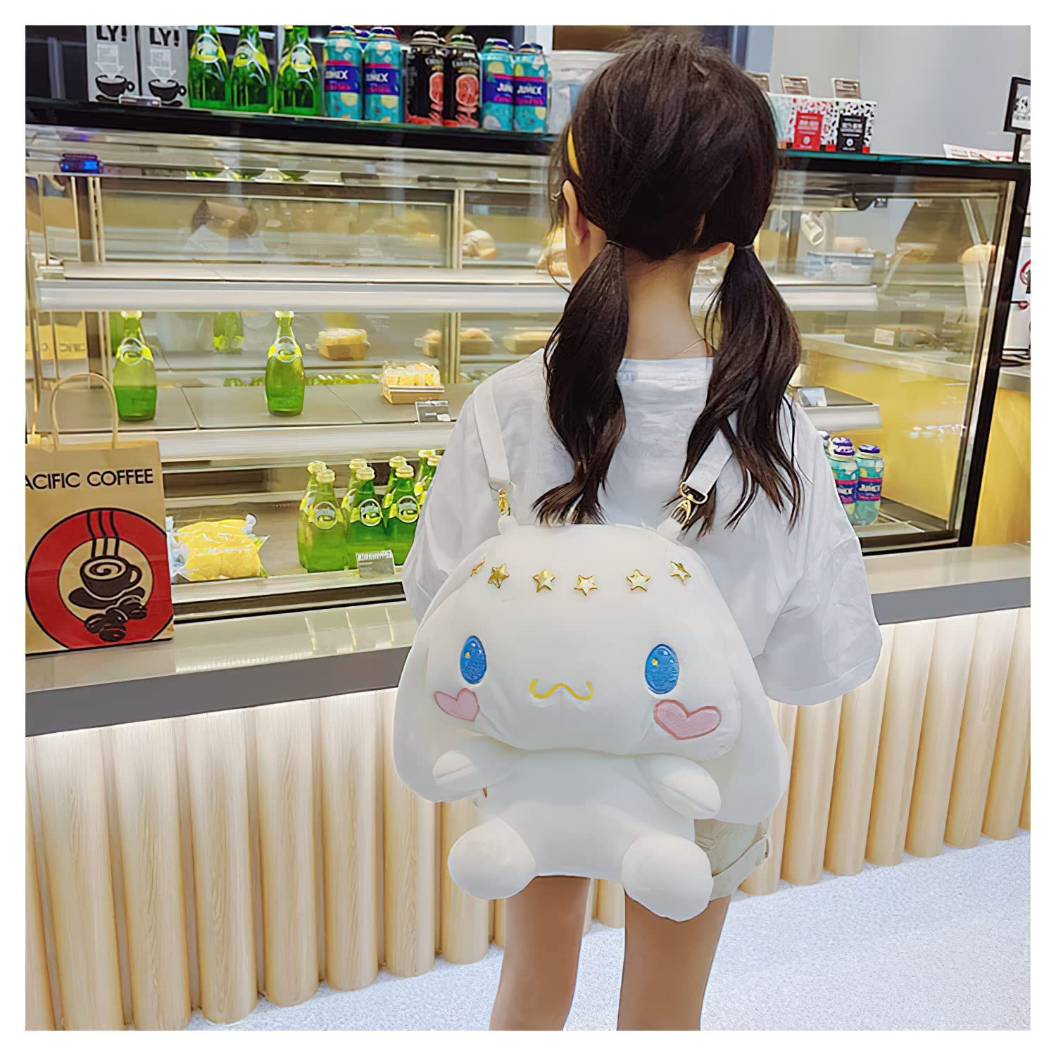 EVESKY Kawaii Plush Backpack For Girls Women Cute Cartoon Toy Bag Soft White Dog Plush Bags for Girls Cosplay Birthday Gifts