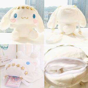 EVESKY Kawaii Plush Backpack For Girls Women Cute Cartoon Toy Bag Soft White Dog Plush Bags for Girls Cosplay Birthday Gifts