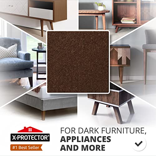 24 Heavy-Duty Felt Furniture Pads 1” 1/4” Thick X-Protector! Square Felt Pads for Furniture Feet - The Best Felt Floor Protectors for Furniture to Prevent Scratches. Protect Your Hard Floor! (Brown)