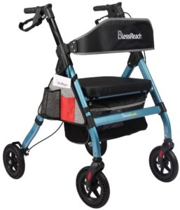 blessreach heavy duty rollator walker - aluminum rolling walker for seniors and adults with large seat, support up 450 lbs (blue)