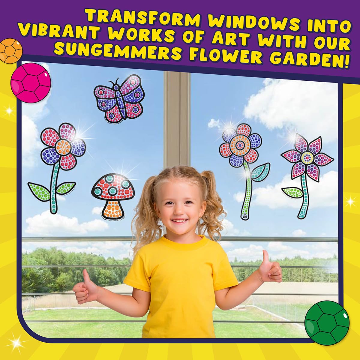 SUNGEMMERS Gem Art for Kids Crafts - Suncatcher Kit for Kids, 8 7 6 Year Old Girl Birthday Gift - Arts and Crafts for Kids Ages 4-8 8-12 6-8 Girls & Boys and Fun Craft Kit Summer Kids Activities Gift