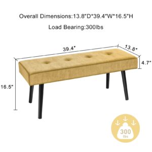 Comfy to go Entryway Bench - Bench for Bedroom, Modern Ottoman End of Bed, Corduroy Padded Benches for Living Room, Foyer, Mudroom, Hallway - 39" L x 14" W x 17" H