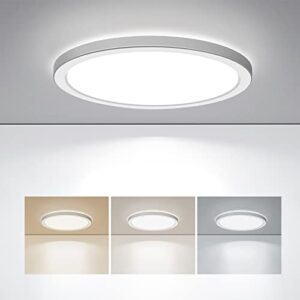 blnan led flush mount ceiling light, 9 inch 18w 3000k/4000k/5000k hardwire light fixture, ultra thin round white lamp for kitchen porch bedroom hallway stairwell basement, non-dimmable 1 pack