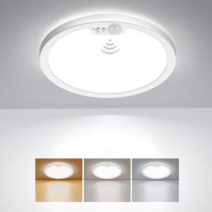 blnan motion sensor ceiling light wired, 8.7 inch 3000k 4000k 5000k selectable led flush mount light fixture, motion activated light with timer for hallway stair walk-in closet, non-dimmable 1 pack