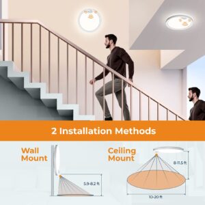 BLNAN Motion Sensor Ceiling Light Wired, 8.7 Inch 3000K 4000K 5000K Selectable LED Flush Mount Light Fixture, Motion Activated Light with Timer for Hallway Stair Walk-in Closet, Non-Dimmable 1 Pack