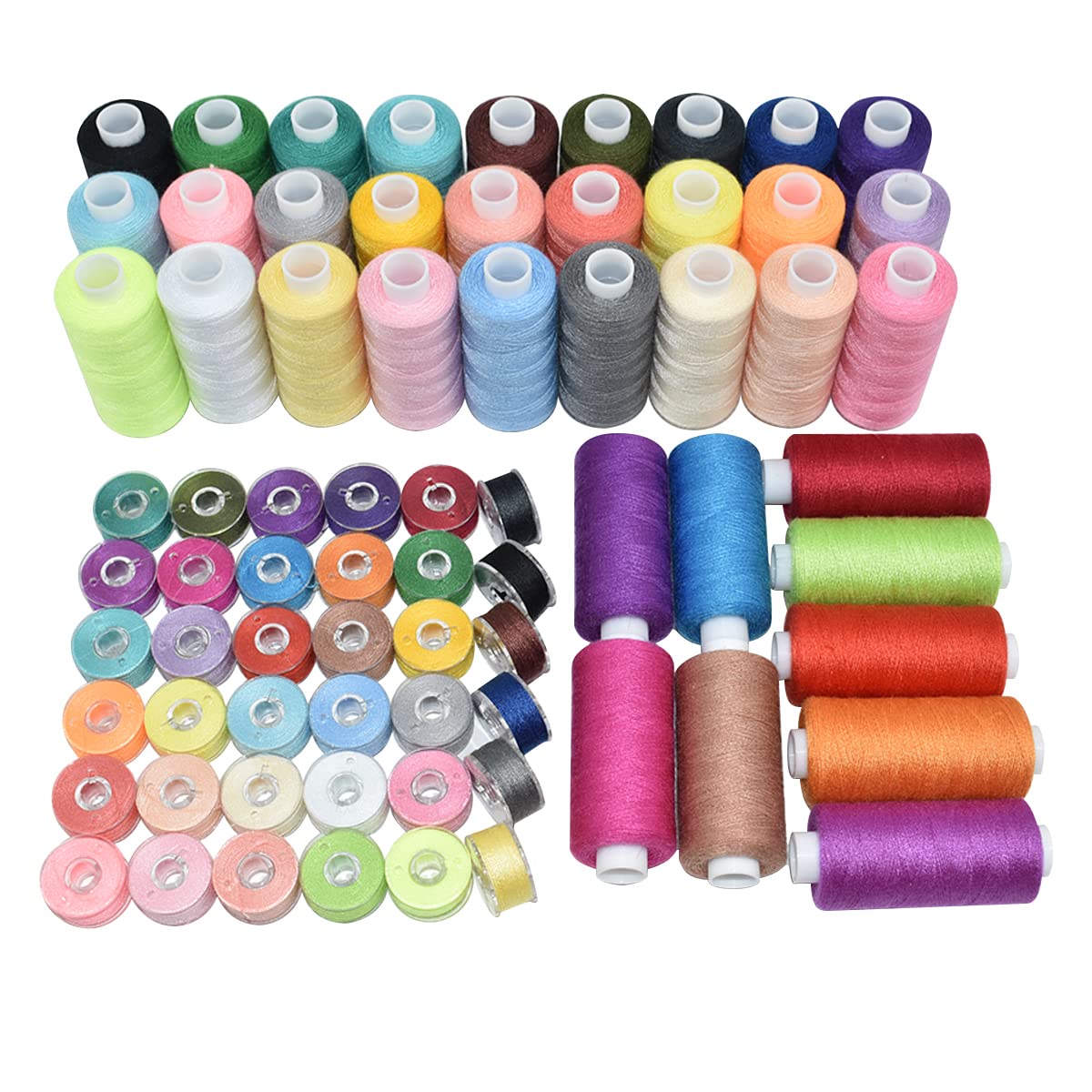 72Pcs 36 Colors Sewing Thread Set with Matching Prewound Bobbin Threads with Case, 550 Yards per Polyester Thread, Popular Colors Sewing Threads for Hand & Machine Sewing