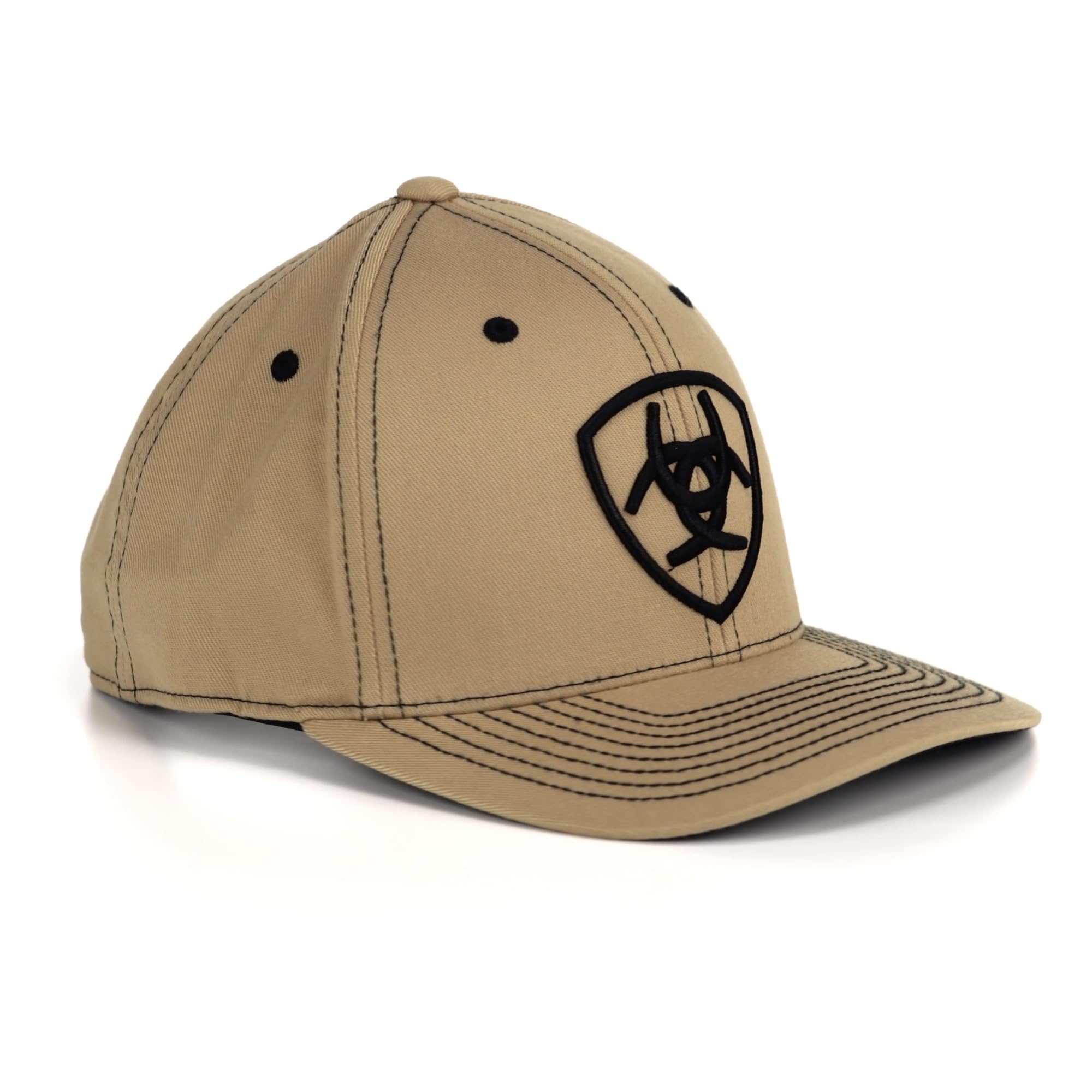 ARIAT Men's Shield Logo Flexfit 110 Cap, Structured 6-Panel Design, Snapback Closure, Tan