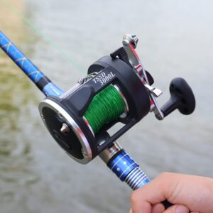 Sougayilang Trolling Reel, Level Wind Fishing Reel, Conventional Reel for Salmon-3000 Right handle