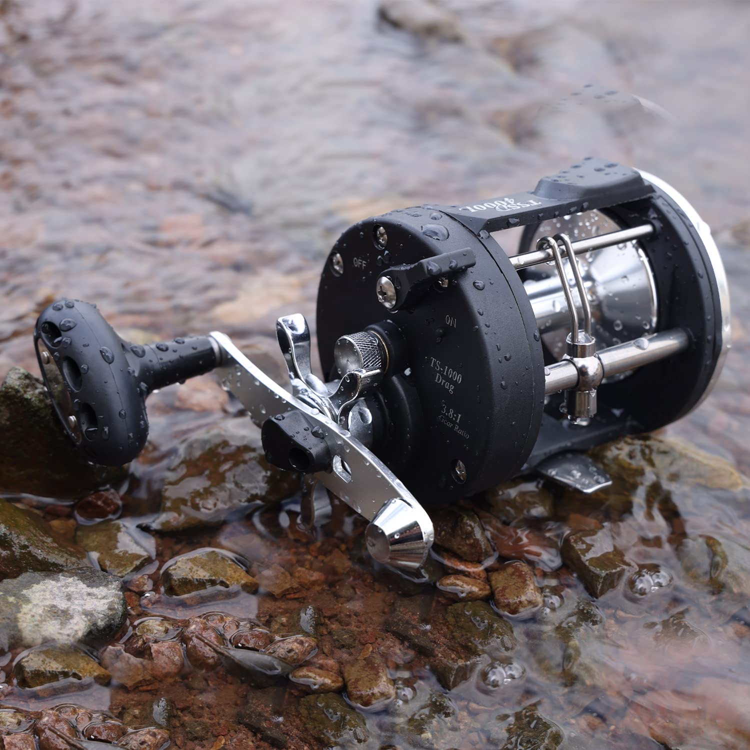 Sougayilang Trolling Reel, Level Wind Fishing Reel, Conventional Reel for Salmon-3000 Right handle