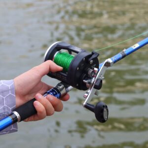 Sougayilang Trolling Reel, Level Wind Fishing Reel, Conventional Reel for Salmon-3000 Right handle