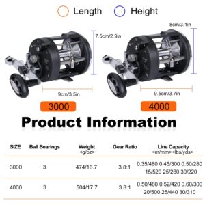 Sougayilang Trolling Reel, Level Wind Fishing Reel, Conventional Reel for Salmon-3000 Right handle