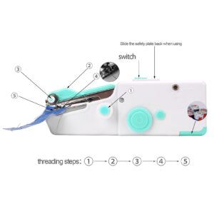 Jeanoko Mini Portable Sewing Machine, Handheld Sewing Machine Multipurpose Cordless Portable Sewing Machine for Beginners Kids Adults Quick Mending Machine