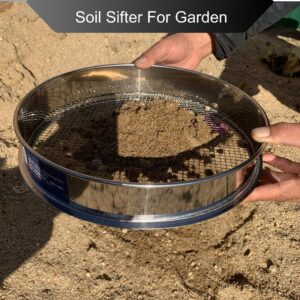 Garden Soil Sifter -10" Sifting Pan-Sieve for Sand Rocks Dirt Compost (1/8”Mesh Screen)