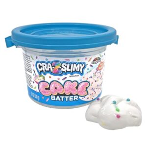 Cra-Z-Slimy 24oz Premade Slime, Cake Batter Scented Clear Slime Stretchy Glossy Non-Sticky 1.5lb Slime Bucket with Add-ins