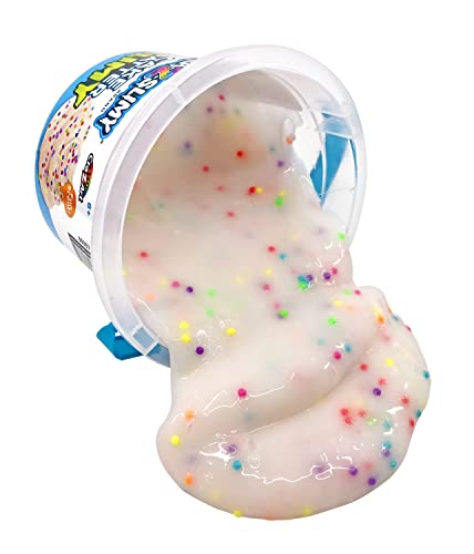 Cra-Z-Slimy 24oz Premade Slime, Cake Batter Scented Clear Slime Stretchy Glossy Non-Sticky 1.5lb Slime Bucket with Add-ins