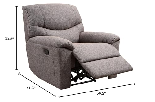 Manual Handel Adjustable Fabric Single Recliners Sofa Padded Seat and Back Chair for Living Room, Bedroom and Home Theater Seating (Brown)