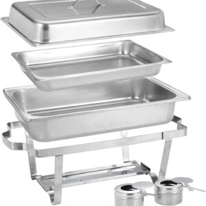 HONHPD Rectangular Chafing Dish Set 4 Pack of 8 Quart Full Size Chafer Dish Stainless Steel Frame Chafers With Foldable Frame Legs (4pcs)