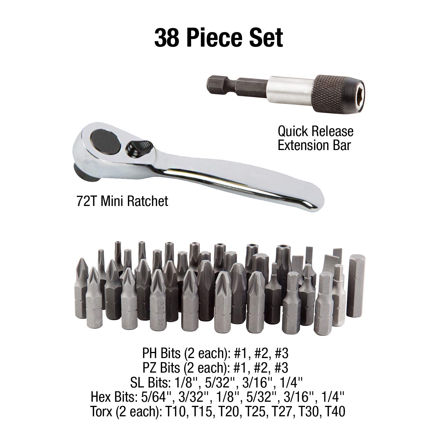 Sunex 9729 Master Bit Set, 208Piece and Sunex 9726 Mini Ratchet and Bit Set, 38-Piece