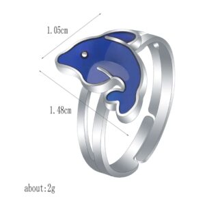 swqfzki 2 Pcs Dolphin Color Change Ring Adjustable Size Emotional Feeling Mood Ring for Girls Women