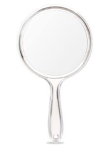 omiro hand mirror, double-sided handheld mirror 1x/3x magnifying mirror with handle, pack of 1 (clear)