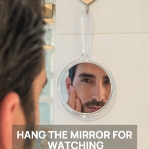 OMIRO Hand Mirror, Double-Sided Handheld Mirror 1X/3X Magnifying Mirror with Handle, Pack of 1 (Clear)