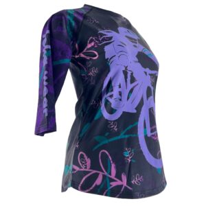 Loka Wear Deep Purple Forest Womens 3/4 Sleeve Pockets MTB Mountain Bike Cycling Jerseys Shirt Quick Dry-Recycled (Medium)