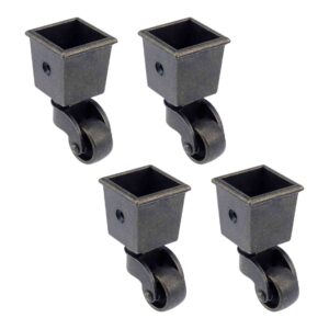 mewutal 4pcs 22mm/0.87" sofa caster, heavy duty table leg swivel casters zinc alloy furniture casters with square cup for desk bed chair cabinet, with screws