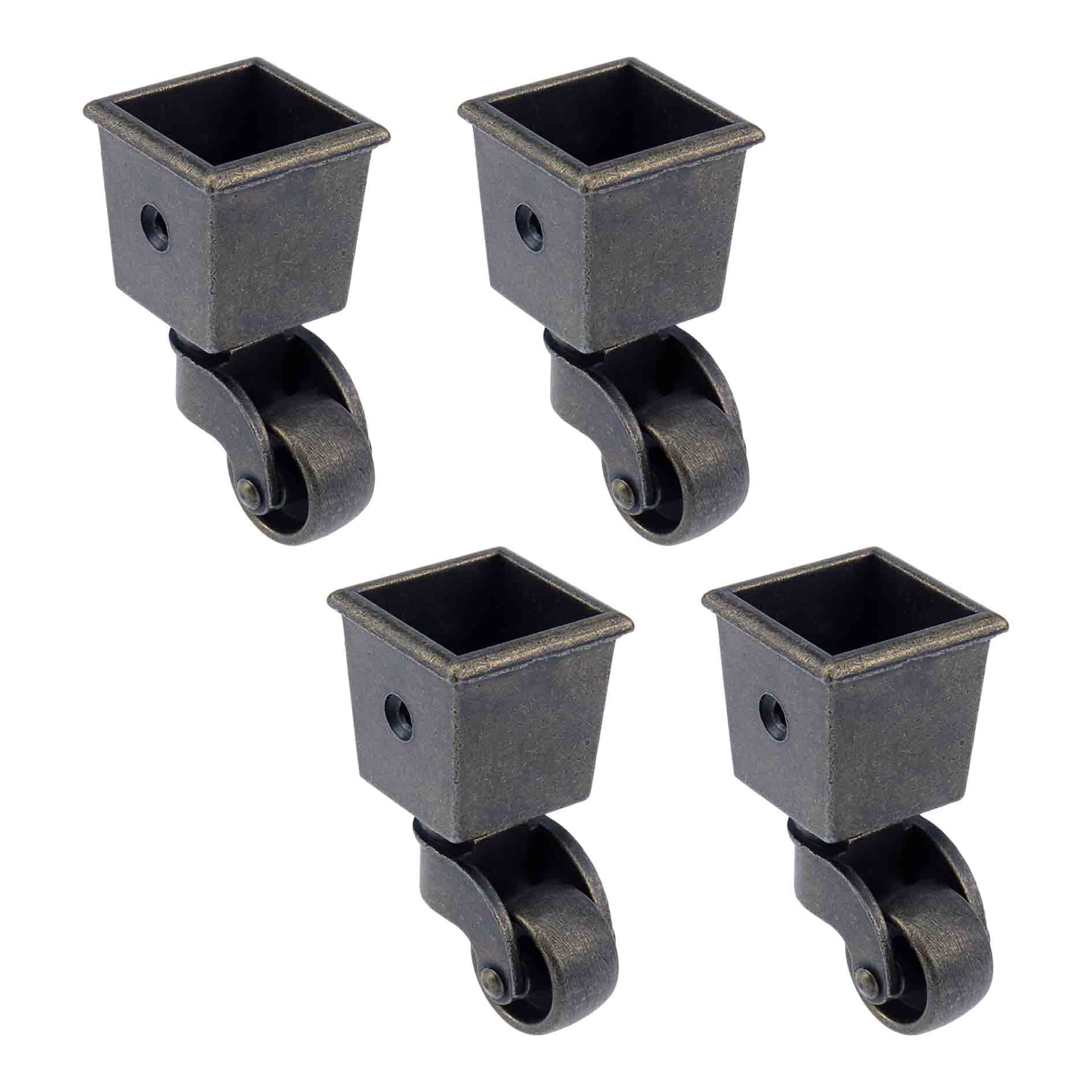 Mewutal 4PCS 22mm/0.87" Sofa Caster, Heavy Duty Table Leg Swivel Casters Zinc Alloy Furniture Casters with Square Cup for Desk Bed Chair Cabinet, with Screws