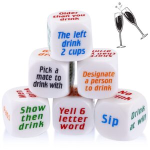 hanaive 6 pcs party drinking bar dice game resha roulette drinking games bachelorette party game for adults white elephant gift wedding graduation birthday (acrylic, basic style)