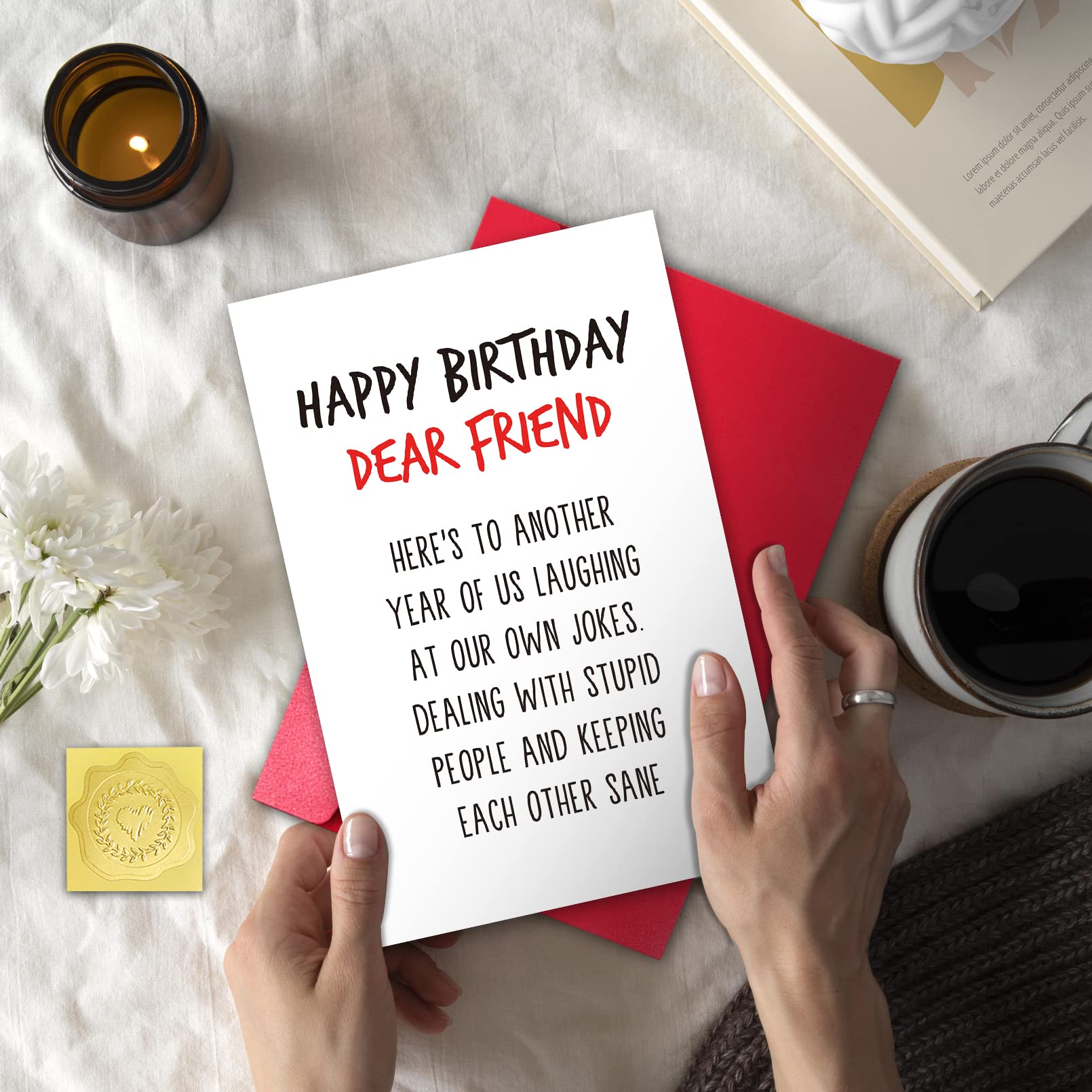 TQDaiker Happy Birthday Card for Dear Friend, Hilarious Birthday Card for Men Women Him Her, Birthday Gifts for Best Friend