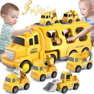 bennol toddler boy toys for 1 2 3 4 5 year old boys, toddler car trucks toys for toddler boys ages 1-3 3-5, 5 in 1 construction car truck boys toddlers birthday gifts