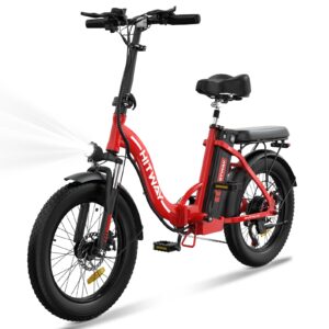 hitway electric bike for adults, 20" fat tire e bike 750w 20mph removable folding electric bike, 48v/14ah battery 55-120km,all terrain tire electric bicycles