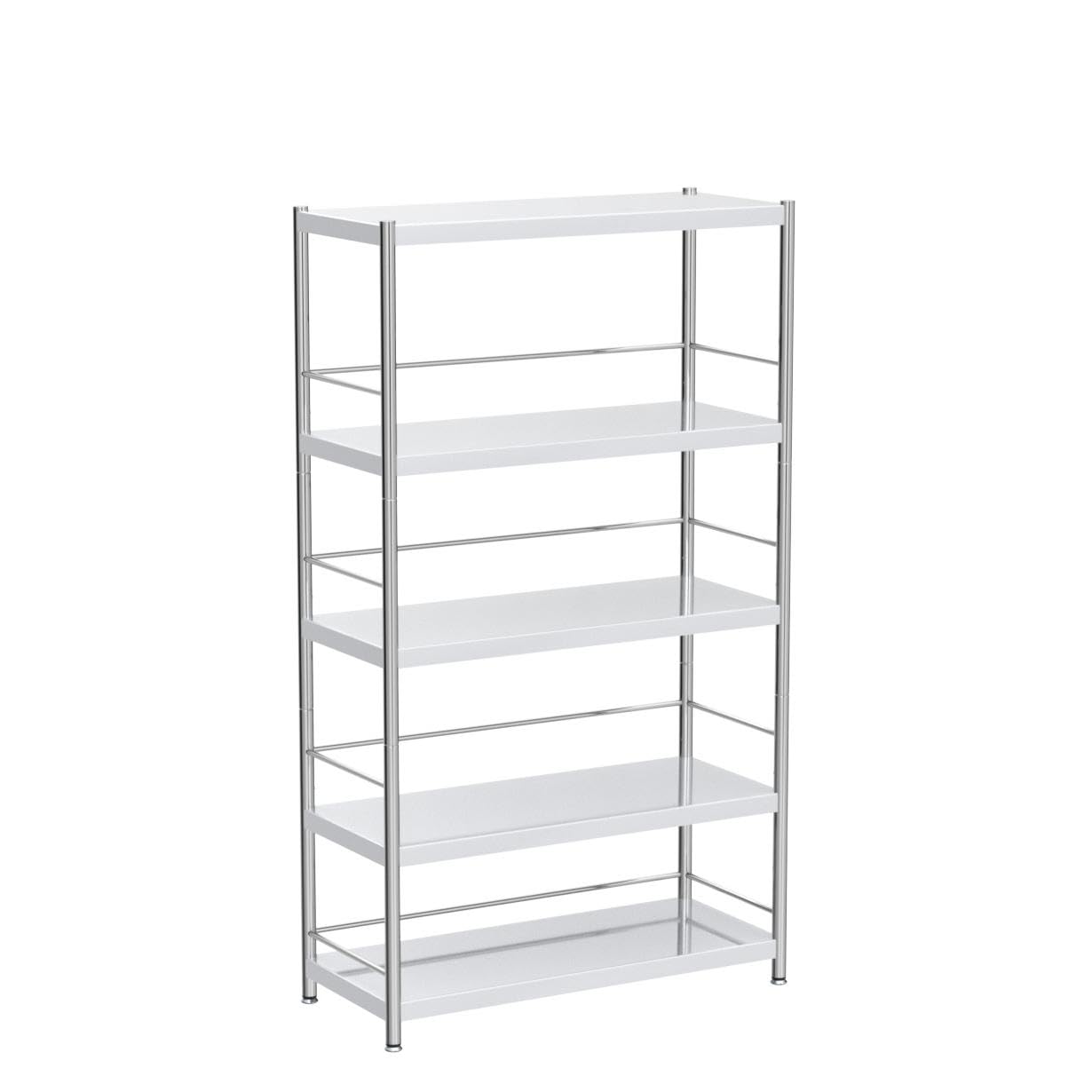 susunnus 5-Tier Stainless Steel Shelf, Heavy Duty Shelving for Kitchen, Garage, Industrial Storage, Kitchen Shelves with Guardrails, Adjustable Feet, Easy to Clean