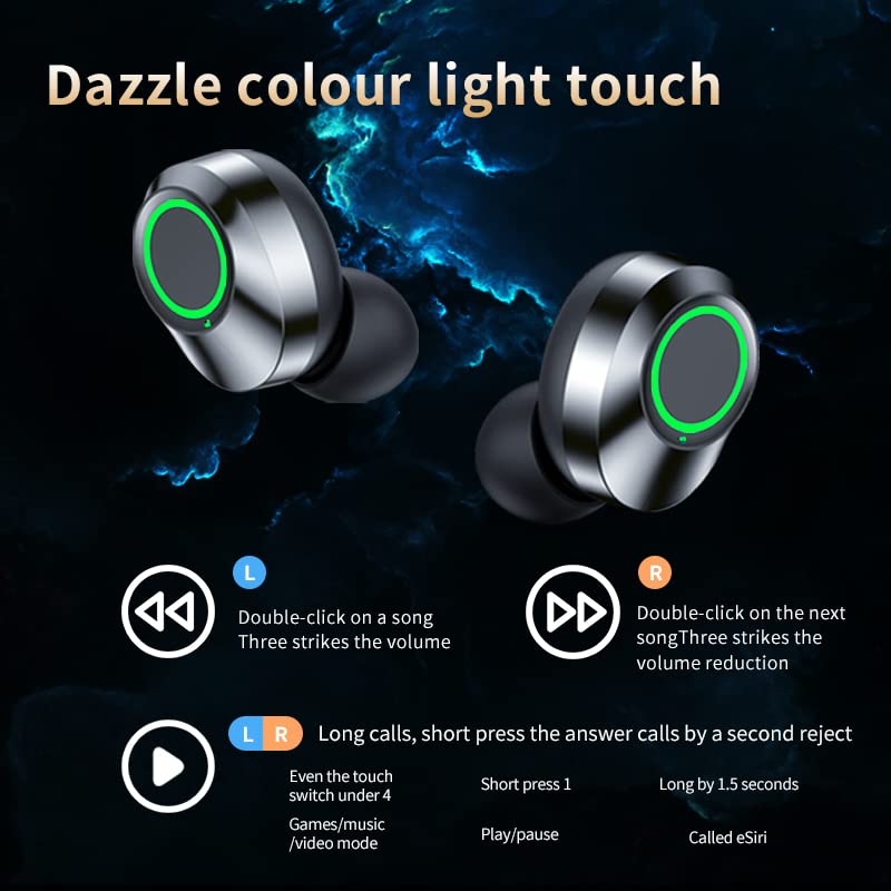 Volt Plus TECH Wireless V5.3 LED Pro Earbuds Compatible with Your Bose Soundlink Micro Black IPX3 Bluetooth Water & Sweatproof/Noise Reduction & Quad Mic(Black)