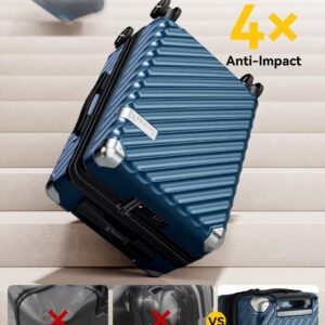 LUGGEX 3 Piece Luggage Sets with Spinner Wheels - 100% Polycarbonate Expandable Hard Suitcases with Wheels - Travel Luggage TSA Approve (Black, 20/24/28)