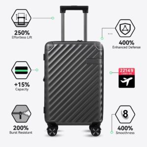 LUGGEX 3 Piece Luggage Sets with Spinner Wheels - 100% Polycarbonate Expandable Hard Suitcases with Wheels - Travel Luggage TSA Approve (Black, 20/24/28)