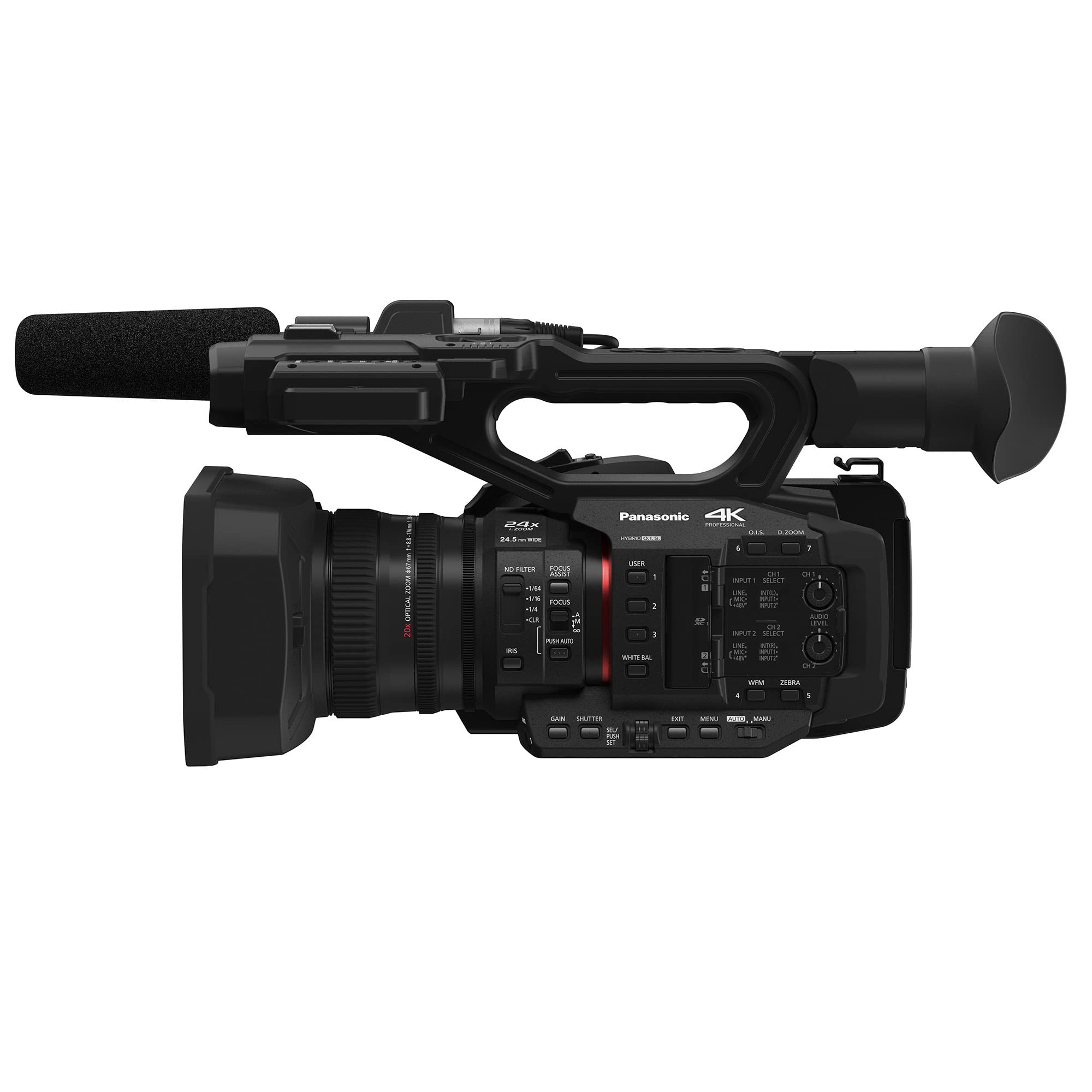 Panasonic Camcorder, Professional Quality 4K 60p, 1.0-inch Sensor, 24.5mm Wide-Angle Lens and Optical 20x Zoom, V-Log, Ethernet, Simultaneous SDI/HDMI Output, HD Live Streaming - HC-X2