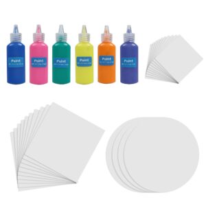 wings giant spin art paint refill pack spin art machine - 10 x large cards - 10 x small cards - 4 x round cards - 6 bottles of colored paint