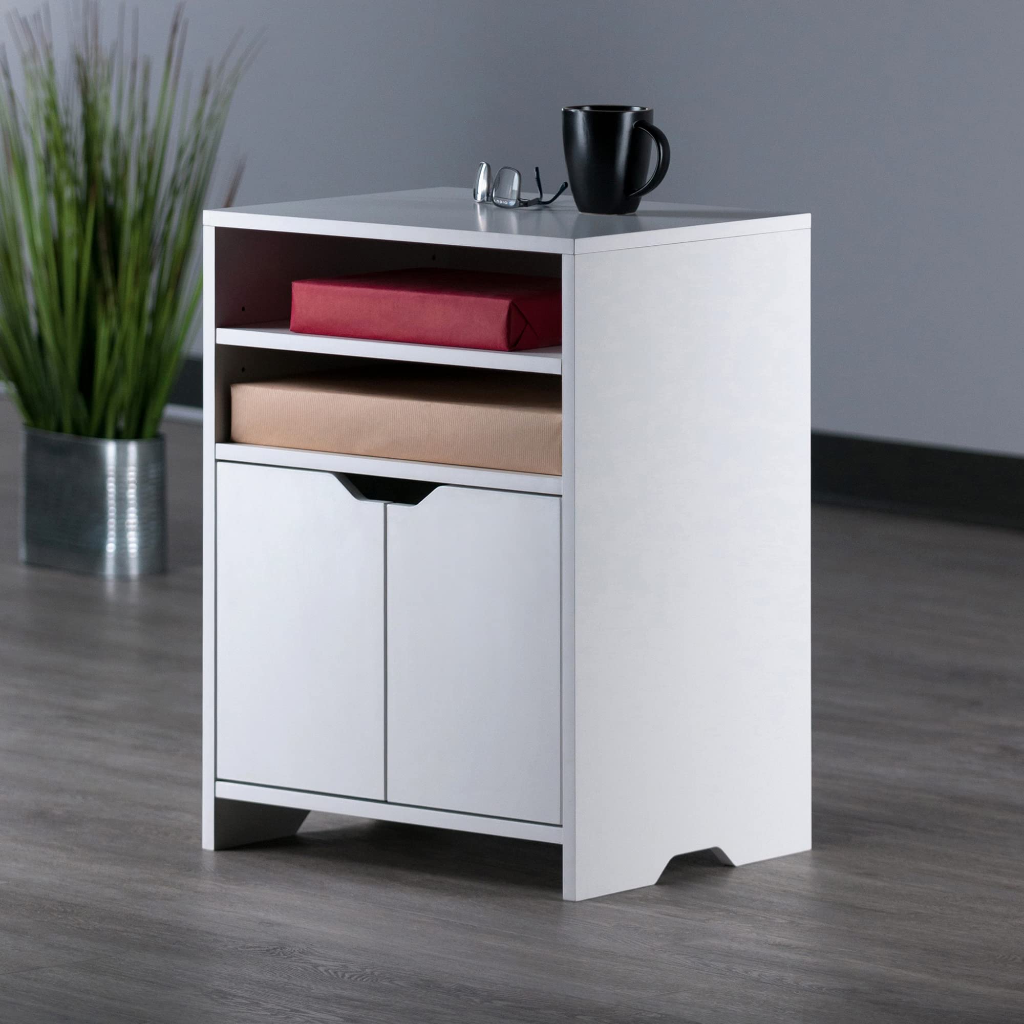 Winsome Wood Nova Storage Cabinet, 1-Drawer with Open Shelf, White