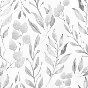 wenmer gray leaf wallpaper floral wallpaper peel and stick wallpaper 17.7" x 118" self adhesive watercolor leaves peel and stick wallpaper removable floral contact paper for cabinets wall decor