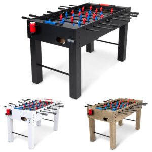 gosports 54 inch full size foosball table - includes 4 balls and 2 cup holders – black, oak, or white