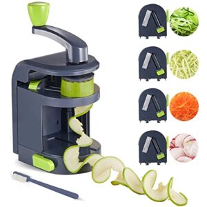 kuchecraft vegetable spiralizer for veggies (4-in-1 rotating blades) zucchini noodle maker with strong suction cup, multipurpose vegetable slicer, manual zoodles spiralizer for zucchini potato pasta