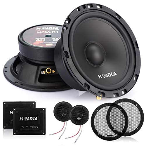 H YANKA HCP-65 6.5 Component Car Speakers, 800 Watt Car Audio Stereo Door Speakers Perfect for Upgrading Any Car Stereo System includes 2 x Midrange Woofers, Tweeters, and Crossovers (Set)