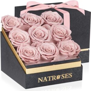 natroses forever preserved roses in a box, 100% real roses that last up to 3 years, flowers for delivery prime birthday, valentines day gifts for her, birthday gifts (dusty rose)