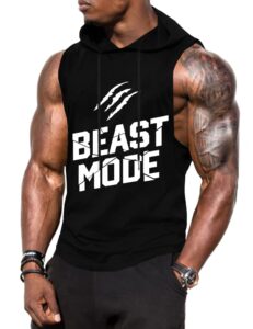 babioboa men's beast mode workout muscle hoodies breathable basketball hooded tank tops sleeveless gym shirts(b3 xx-large)