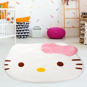 chasuso cute area rug, kawaii cartoon carpet, bedroom decorative round rug, soft plush throw with fleece backing, bedside rug for bedroom or living room decor(h.k. mouse pad gift)