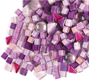 1.1 lb irregular crystal mosaic tiles,small particle color decal crystal glass tile diy hobbies children handmade crystal craft for diy handmade decorative materials (purple series)