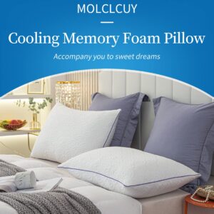 MOLCLCUY Memory Foam Pillows queen size set of 2 Adjustable Cool Pillow for Side Back Stomach Sleepers Luxury Gel Pillow with Washable Cover