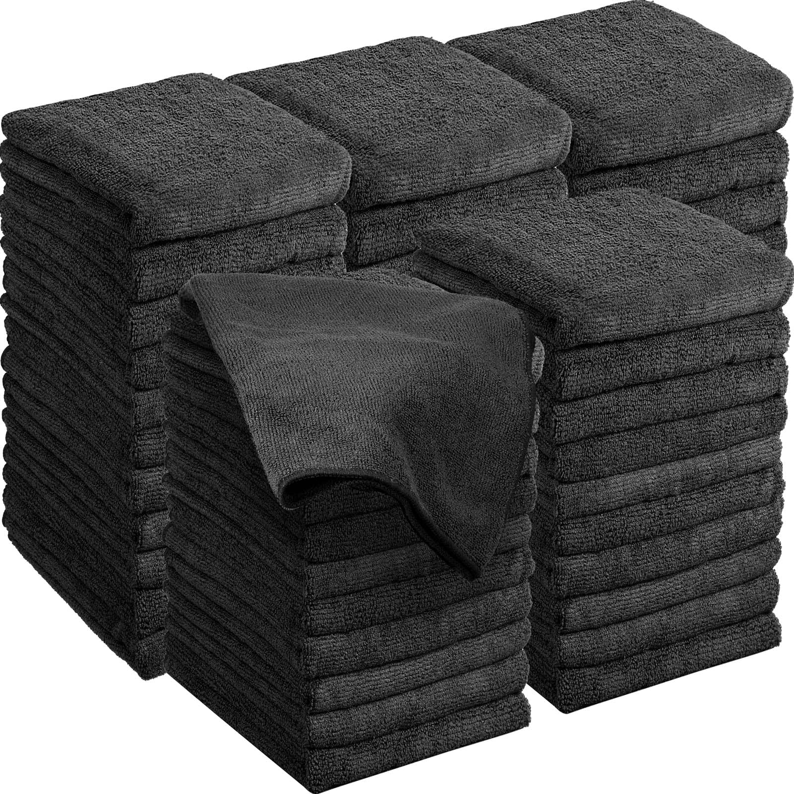 48 Pack Bleach Proof Salon Towels Microfiber Absorbent Towels Bleach Resistant Hair Towel Quick Dry Hand Towels Bulk for Gym Bath Spa Home Hair Drying, 16 x 27 Inches (Black)